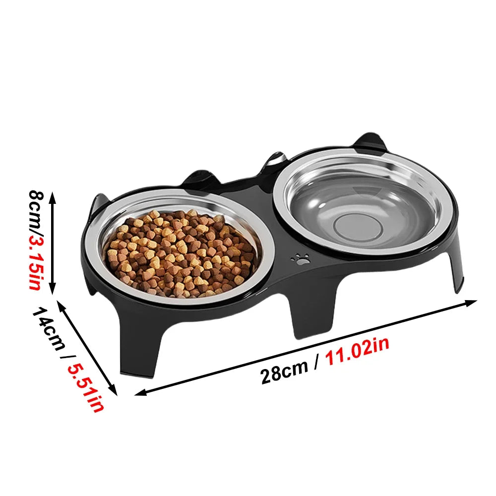 1PC Stainless Steel Cat Food & Water Bowl with Anti-Tip Design Large C ...