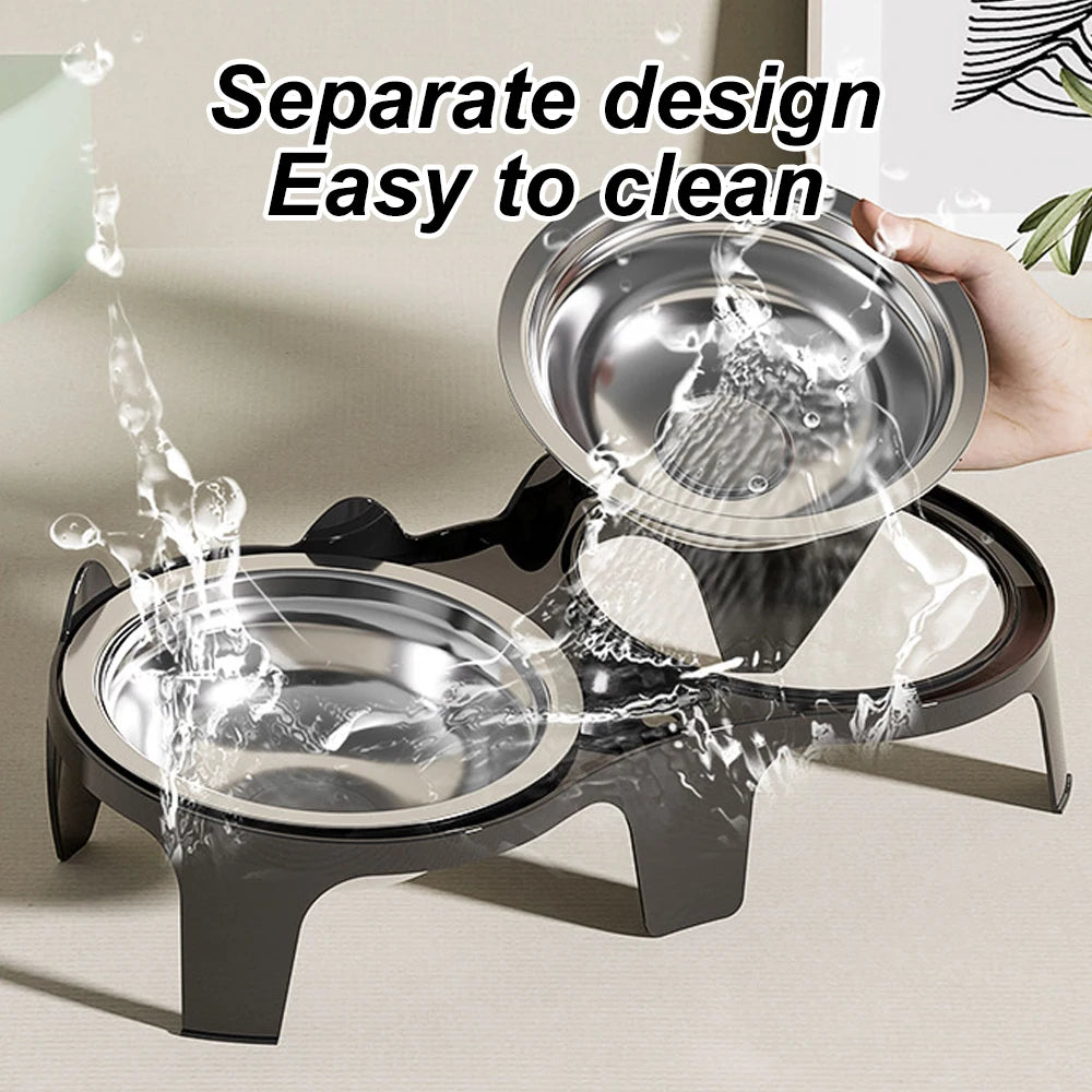 1PC Stainless Steel Cat Food & Water Bowl with Anti-Tip Design Large C ...