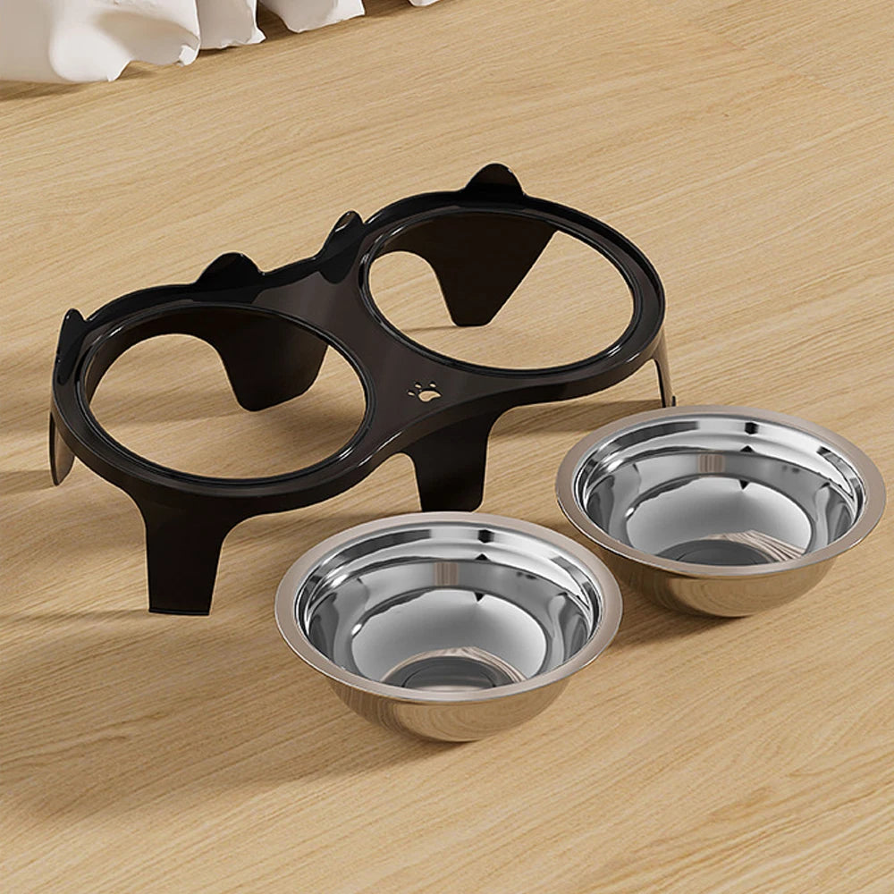 1PC Stainless Steel Cat Food & Water Bowl with Anti-Tip Design Large C ...
