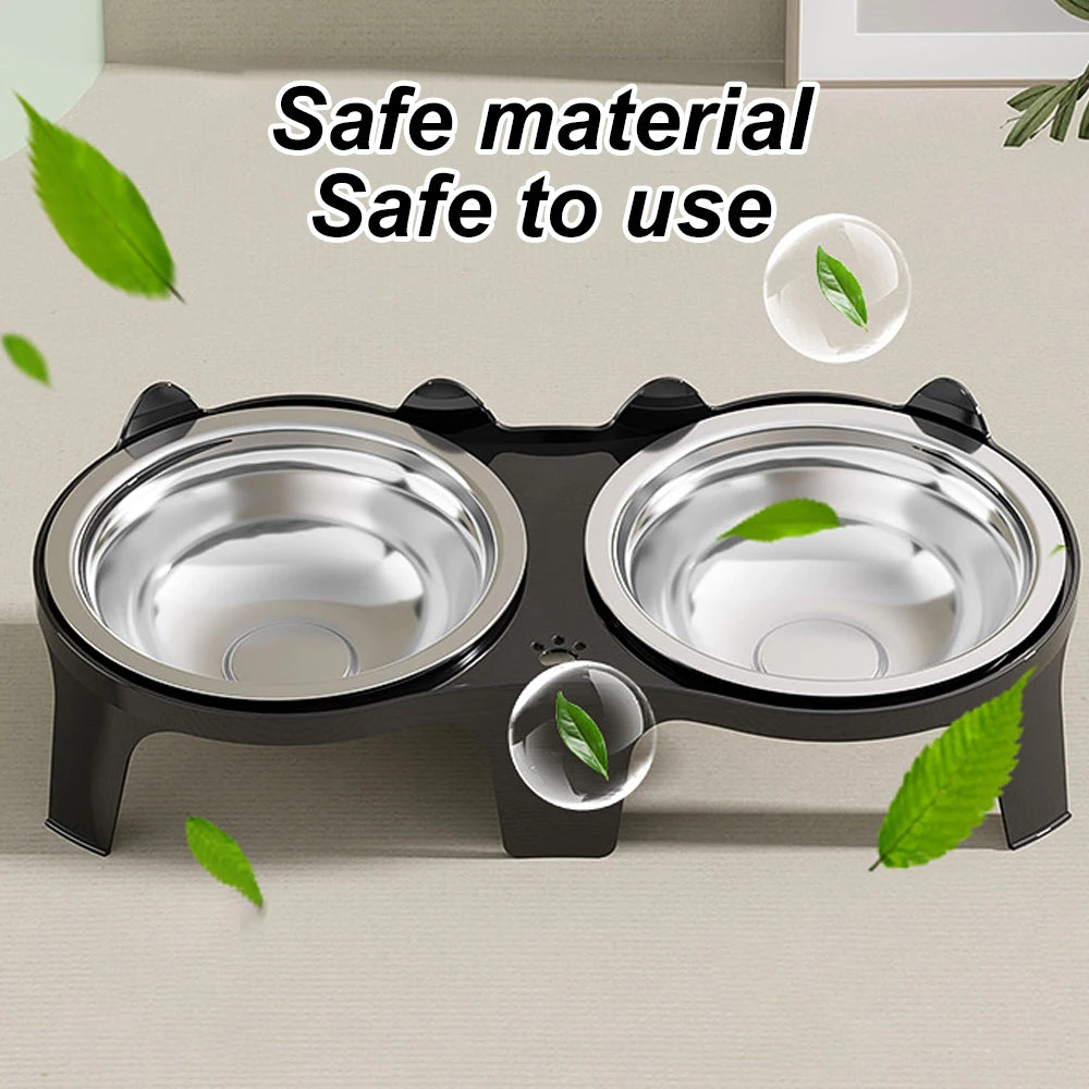 1PC Stainless Steel Cat Food & Water Bowl with Anti-Tip Design Large C ...